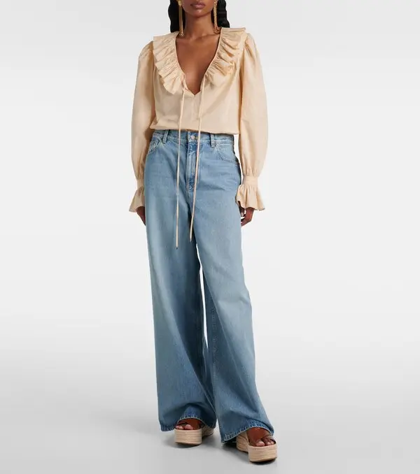 Chloé Isla Leather Espadrille Wedges