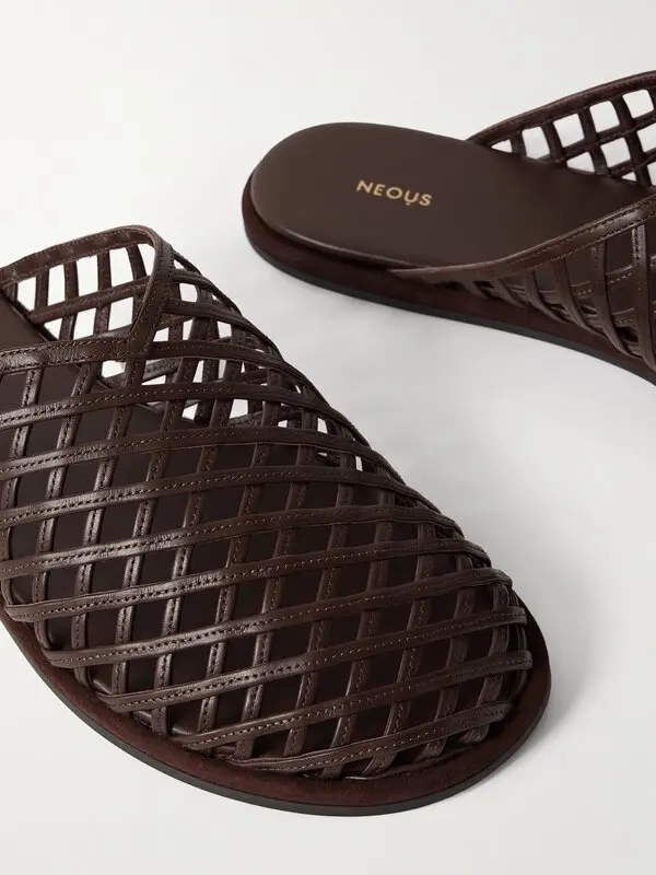 NEOUS Atik Leather Slippers - Brown