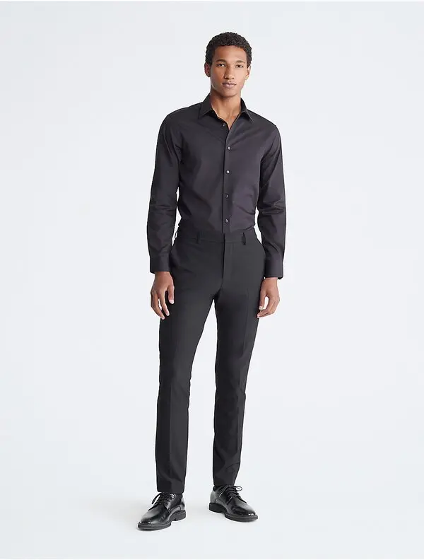Calvin Klein Cotton Herringbone Slim Fit Dress Shirt In Black - 40% Off |  Editorialist