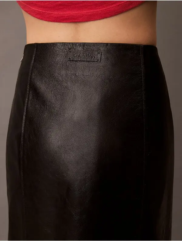 Calvin Klein Lamb Leather Midi Skirt