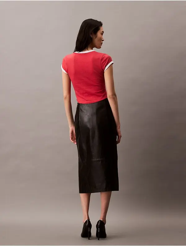 Calvin Klein Lamb Leather Midi Skirt