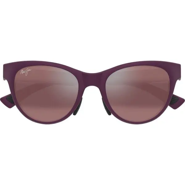 Maui Jim Hulahe 52mm Polarized Rectangular Sunglasses - Metal Matte Violet/ Maui Rose