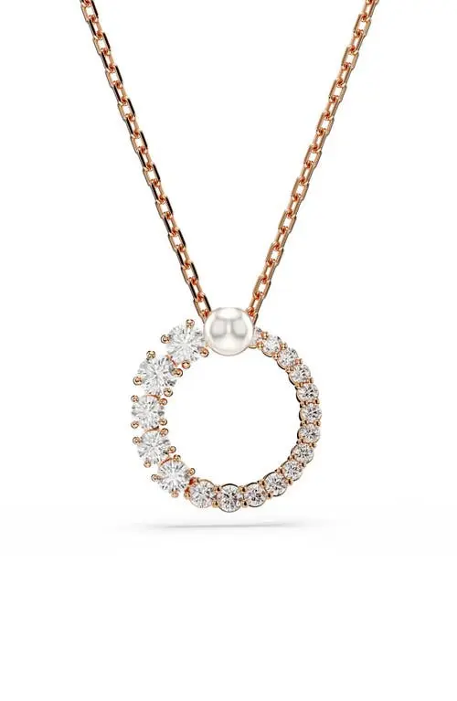 SWAROVSKI Matrix Faux Pearl & Zirconia Open Circle Pendant Necklace - Rose Gold