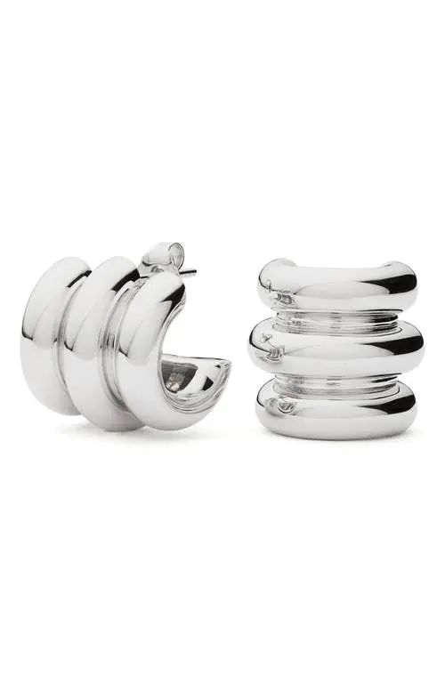 MISSOMA Chubby Triple Ridge Hoop Earrings - Silver