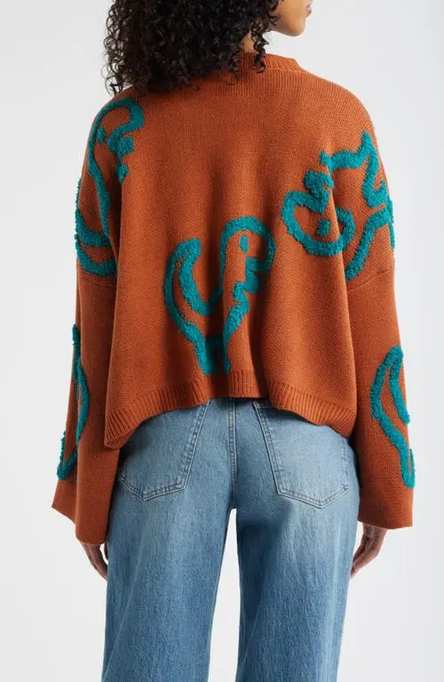 DRESSED IN LALA Jacquard Cardigan - Ginger