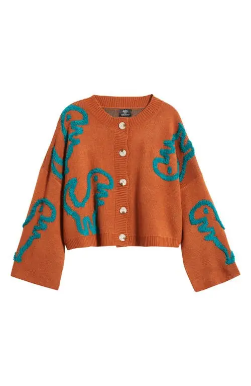 DRESSED IN LALA Jacquard Cardigan - Ginger