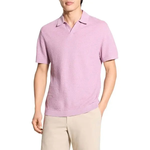 Theory Brenan Linen Blend Polo - Pale Mauve