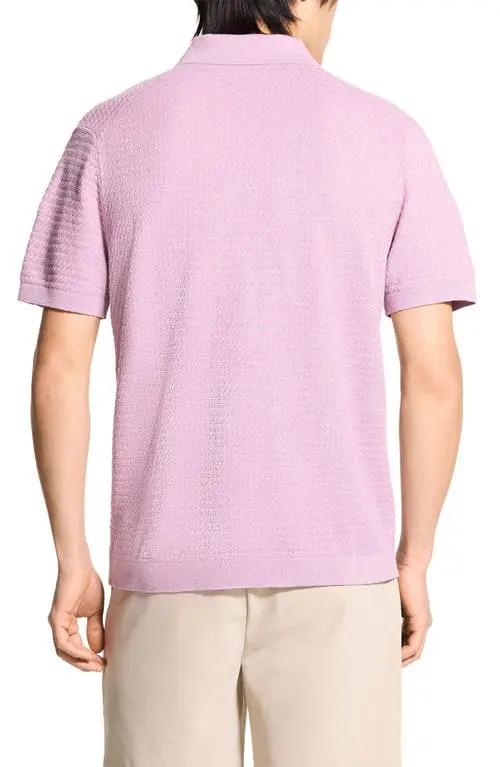 Theory Brenan Linen Blend Polo - Pale Mauve