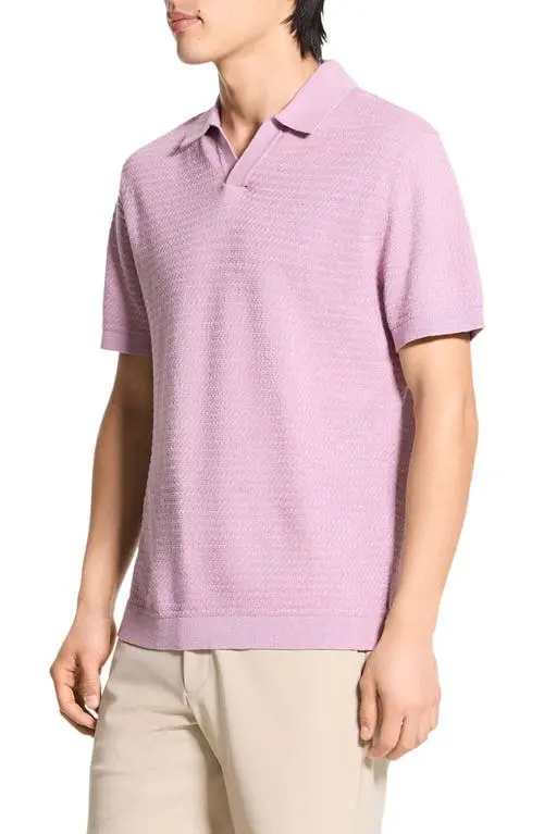 Theory Brenan Linen Blend Polo - Pale Mauve