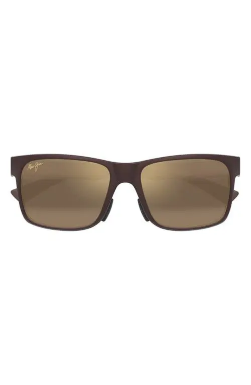 Maui Jim Rectangular Sunglasses - Metal Matte Brown/ Bronze