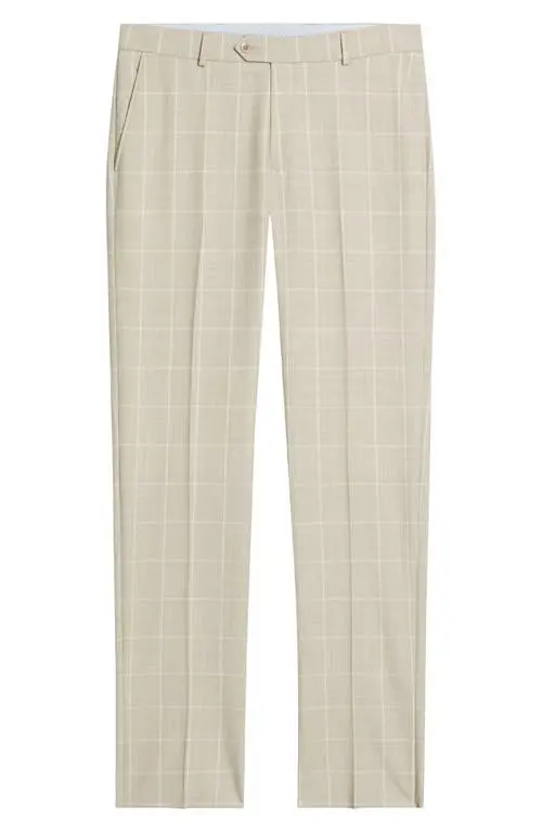 Berle Windowpane Check Wool Dress Pants - Sand