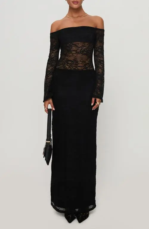 Princess Polly Lace Off-the-shoulder Top - Black