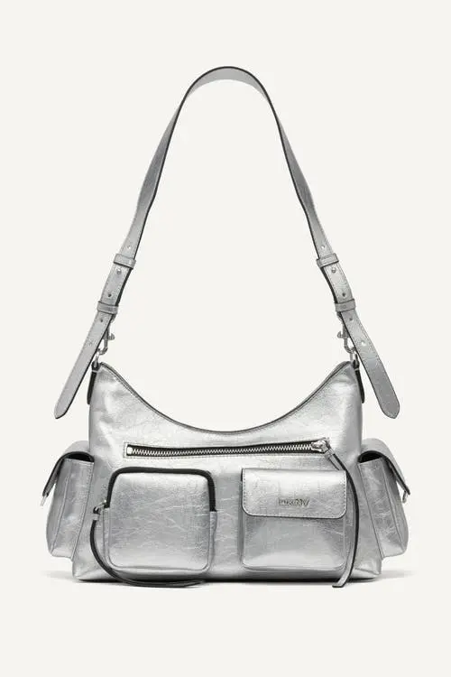 Dkny Freda Large Shoulder Bag - Silver