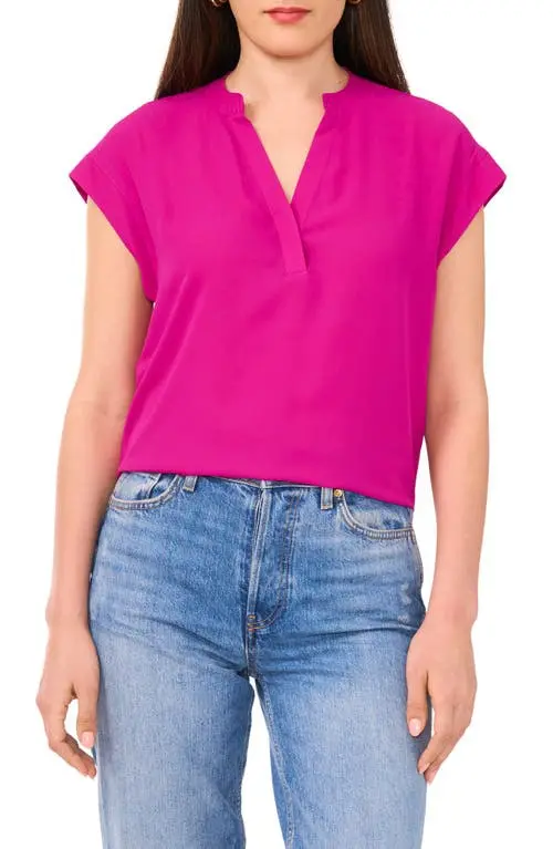 Vince Camuto Split Neck Cap Sleeve Top - Allure