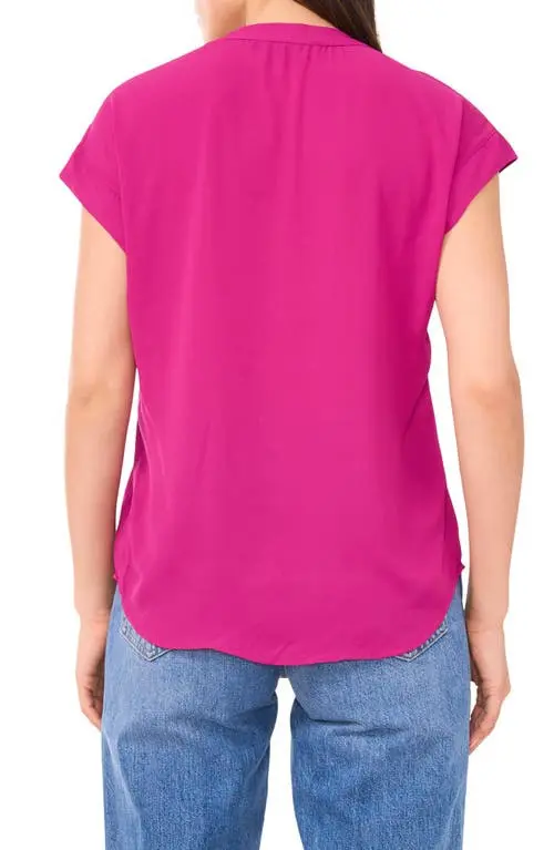 Vince Camuto Split Neck Cap Sleeve Top - Allure