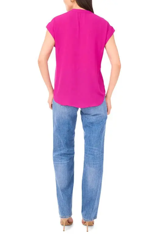 Vince Camuto Split Neck Cap Sleeve Top - Allure