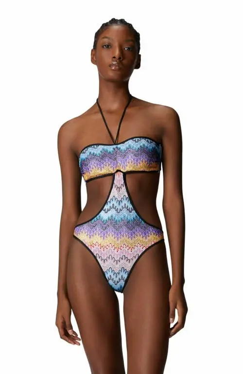 Missoni Bandeau Printed Lace Trikini - Multicoloured