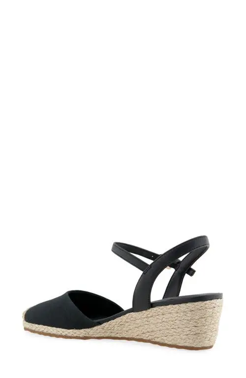 Aerosoles Jute-wrapped Wedge Sandals - Black Canvas