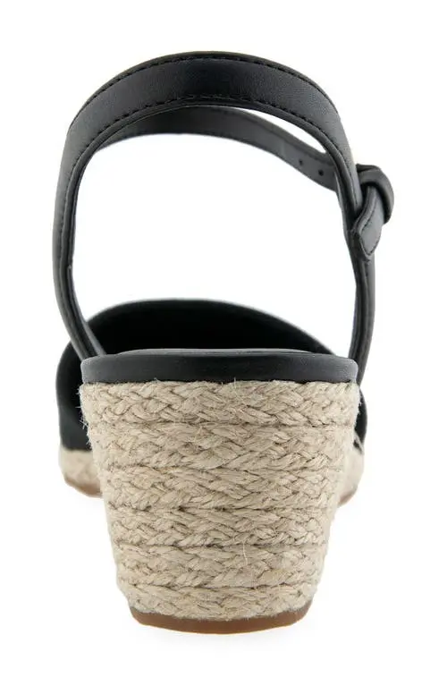 Aerosoles Jute-wrapped Wedge Sandals - Black Canvas