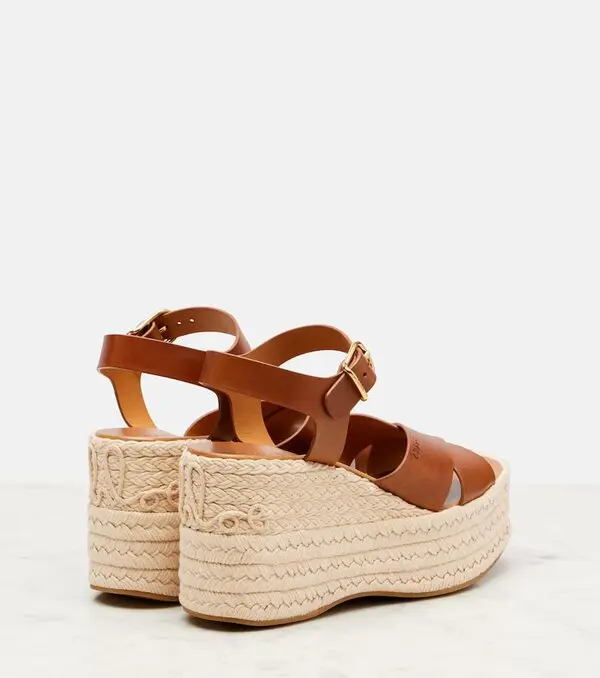 Chloé Isla Leather Espadrille Wedges