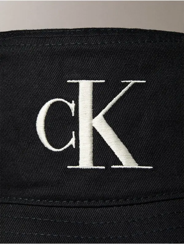Calvin Klein Embroidered Monogram Twill Bucket Hat - Black