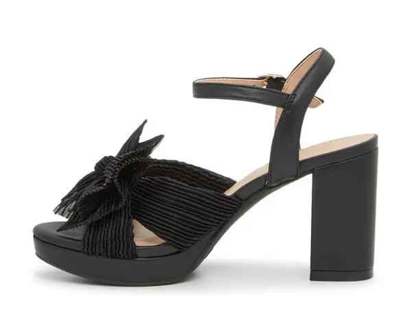 KELLY & KATIE Heather Platform Block Heel Sandals - Black