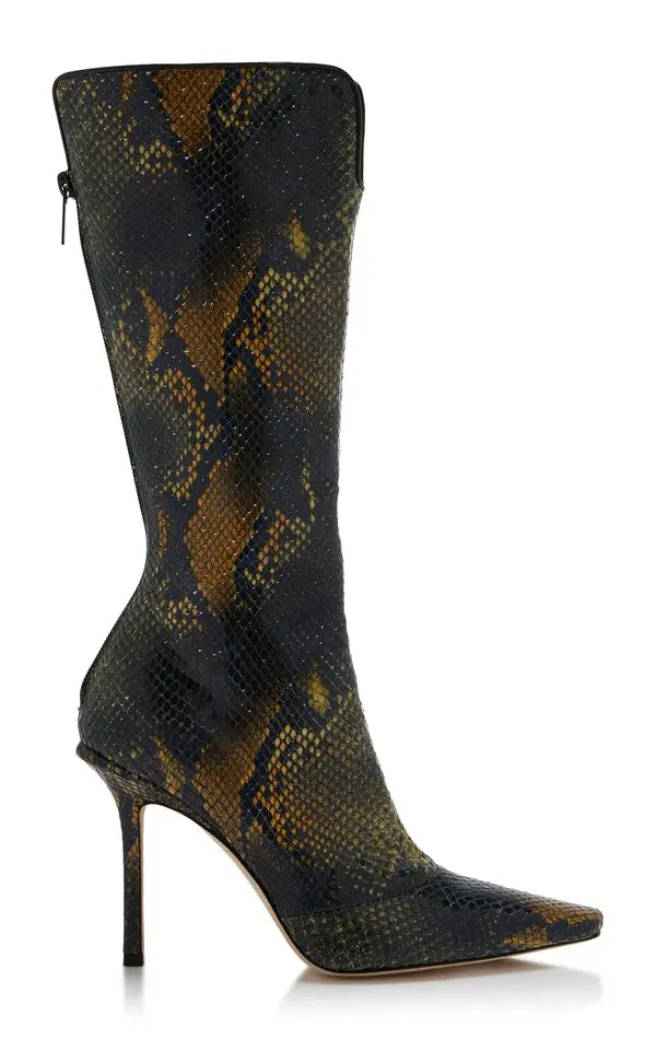 JIMMY CHOO 2000 Python-effect Leather Knee Boots