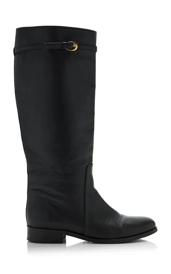 Staud Harlow Leather Riding Boots - Black