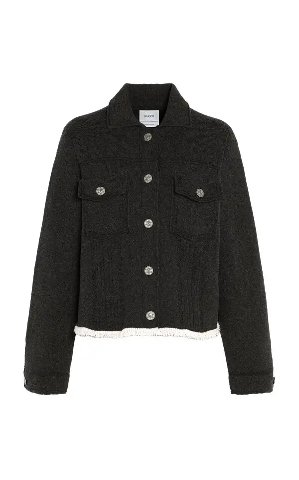 BARRIE Pleated Cashmere Jacket - Black