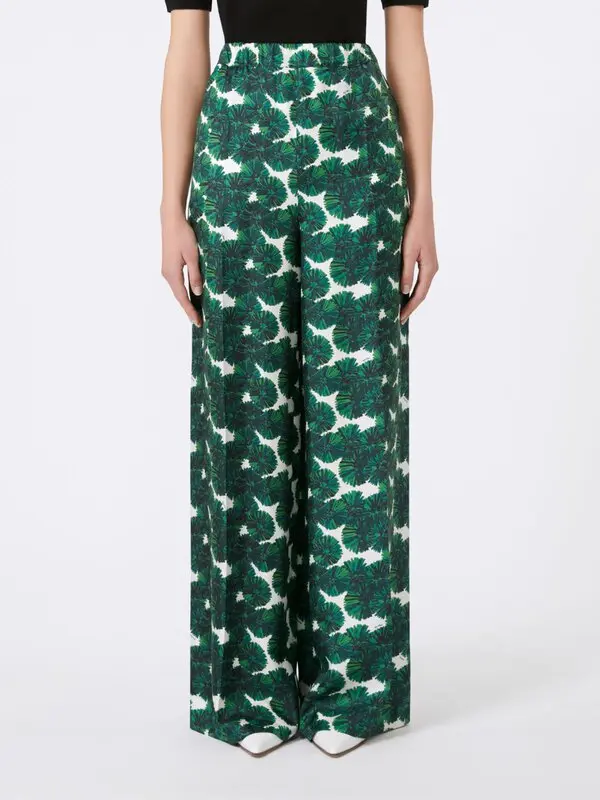 Max Mara Printed Wide-leg Trousers - Emerald