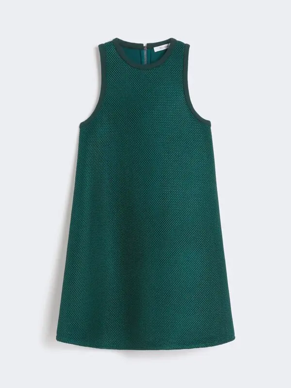 Max Mara Flared Technical Mesh Mini Dress Dark Green Editorialist