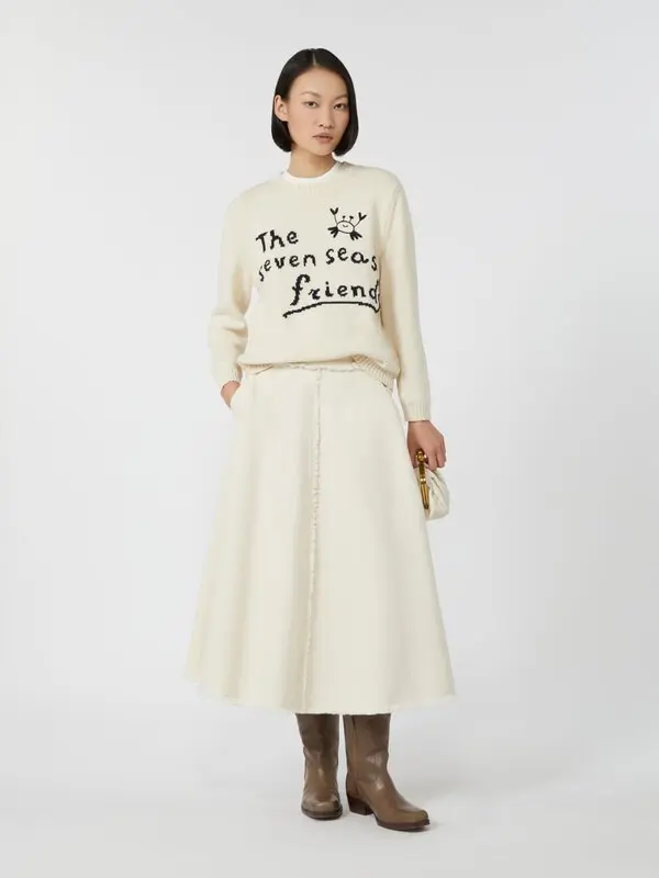 Max Mara Flared Cotton Twill Skirt