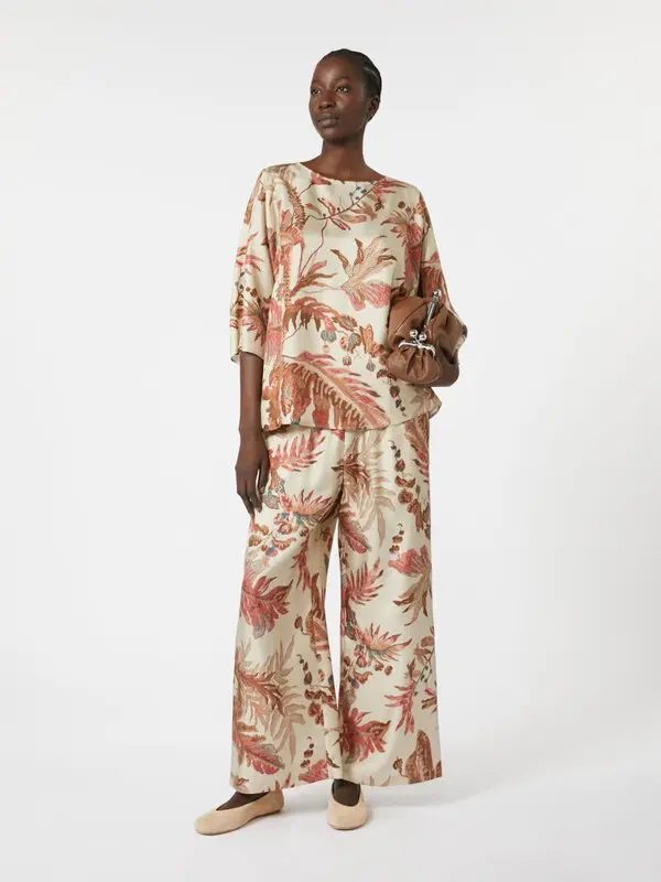 Max Mara Printed Silk Twill Trousers
