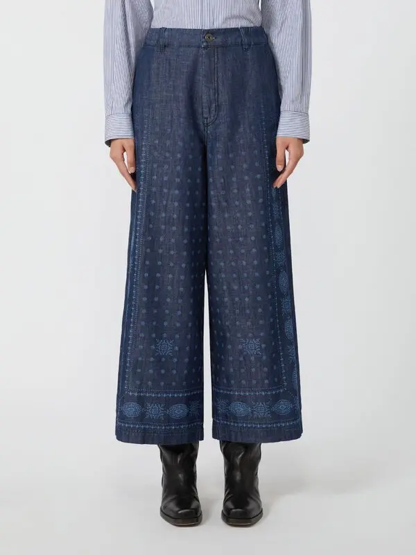Max Mara Laser-cut Wide-leg Denim Trousers