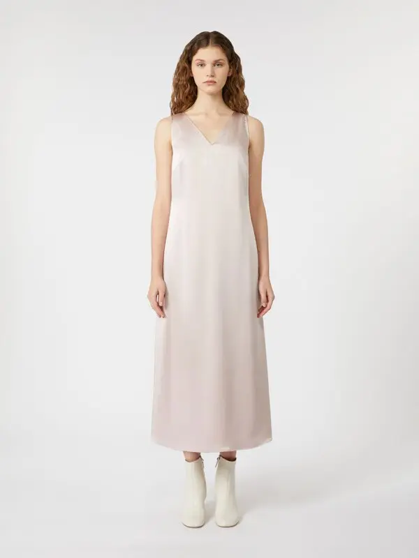 Max Mara Flared Satin Maxi Dress - Powder