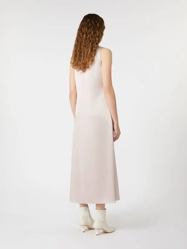 Max Mara Flared Satin Maxi Dress - Powder