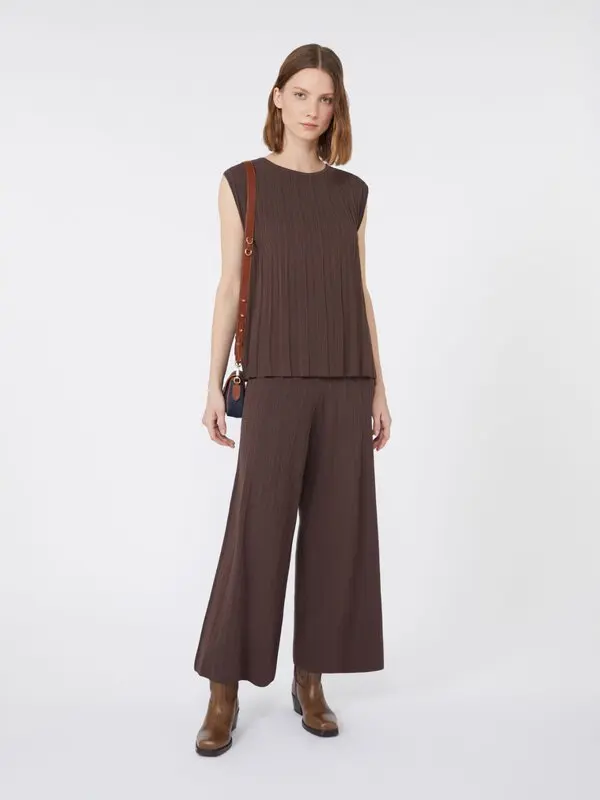 Max Mara Viscose Yarn Plissé-pleated Trousers