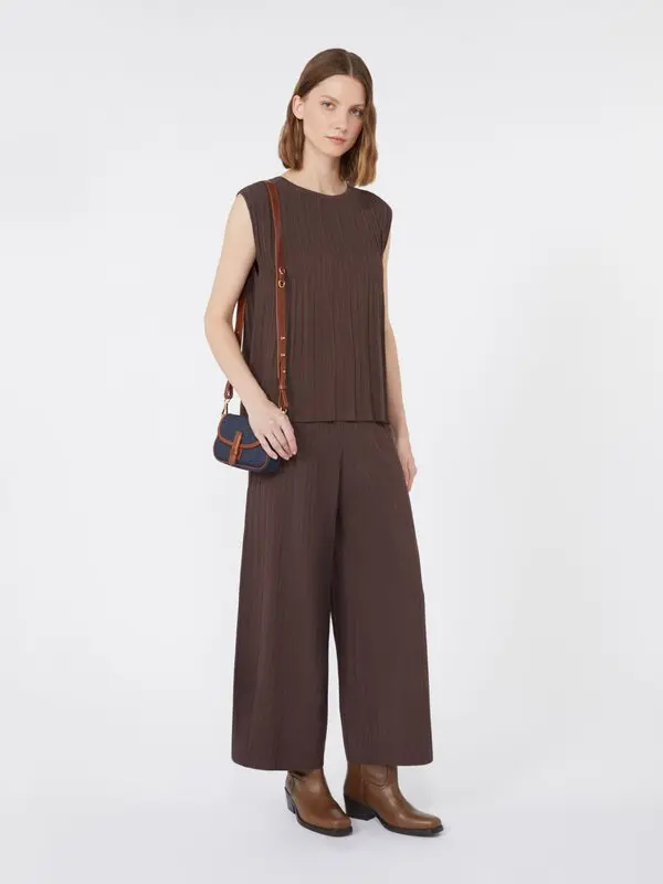 Max Mara Plissé-pleated Yarn T-shirt