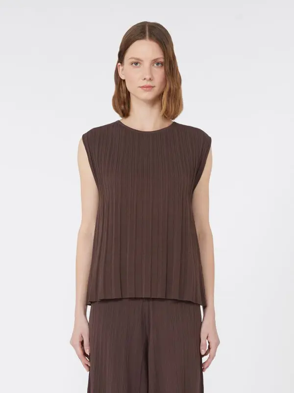 Max Mara Plissé-pleated Yarn T-shirt