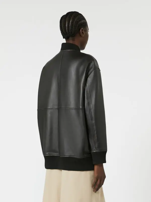 Max Mara Nappa Leather Bomber Jacket