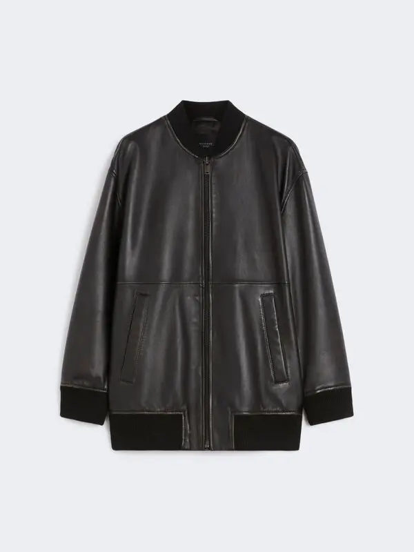 Max Mara Nappa Leather Bomber Jacket