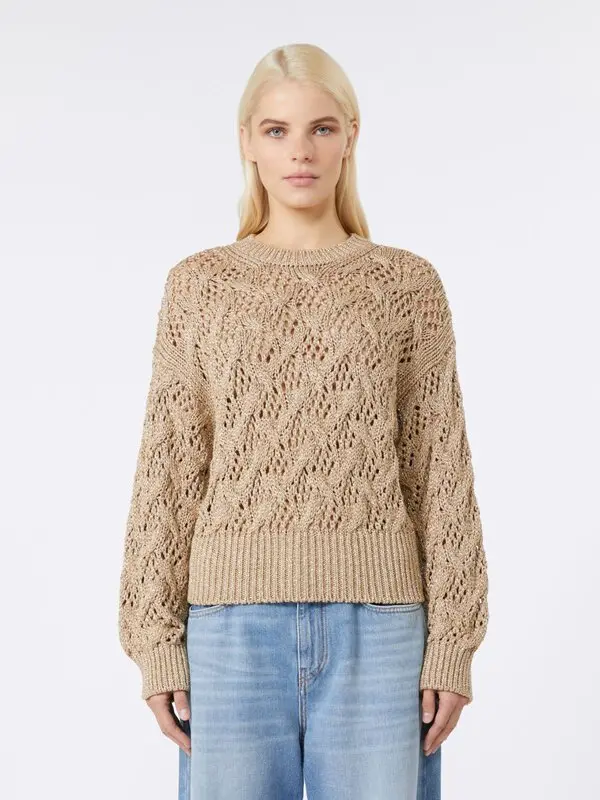 Max Mara Diamond-patterned Cordonnet Sweater - Gold