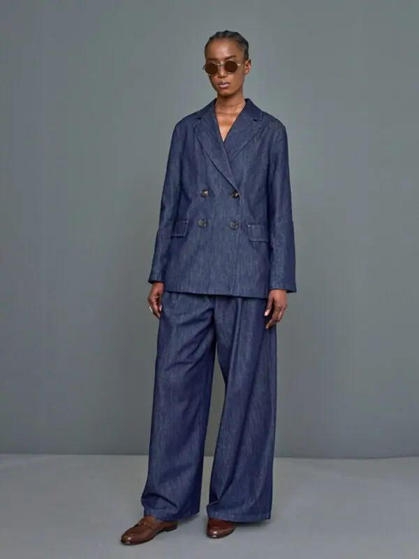 Max Mara Washed Denim Wide-leg Trousers