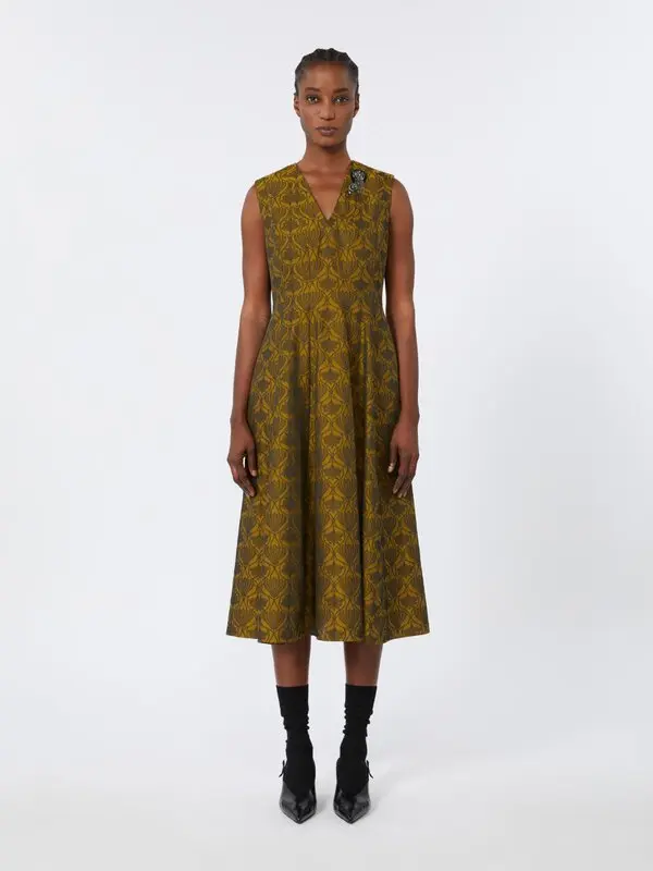 flared jacquard dress Black Fit And Flare Midi Length Jacquard Dress main image 1