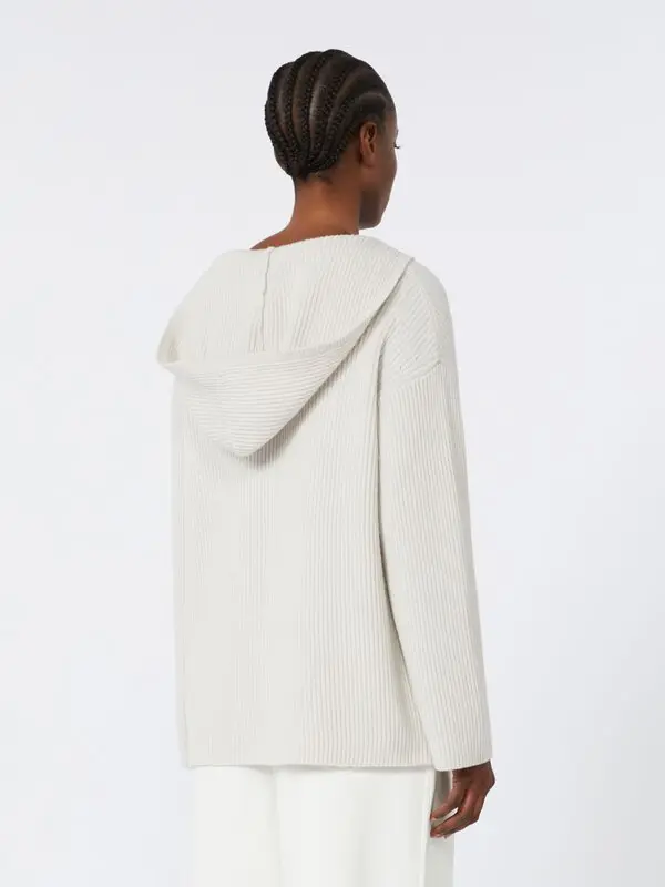 Max Mara Rib-knit Wool Hooded Sweatshirt