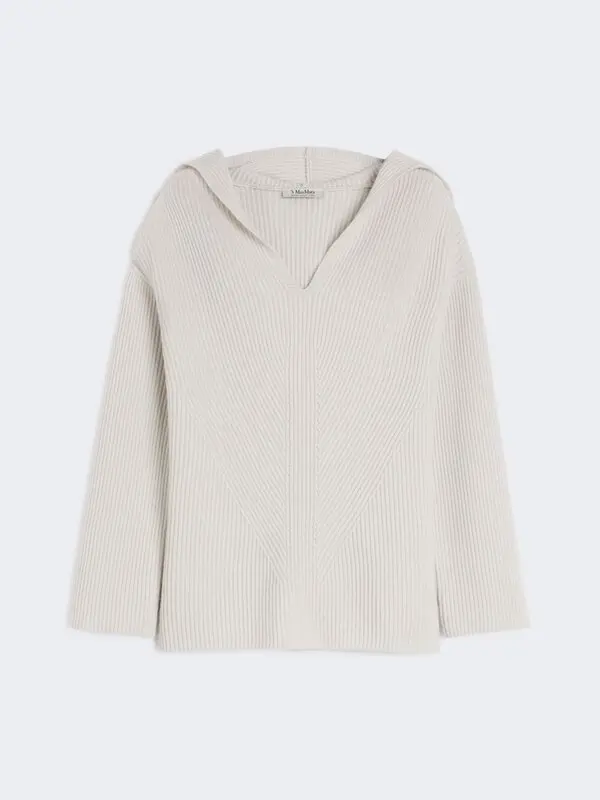 Max Mara Rib-knit Wool Hooded Sweatshirt
