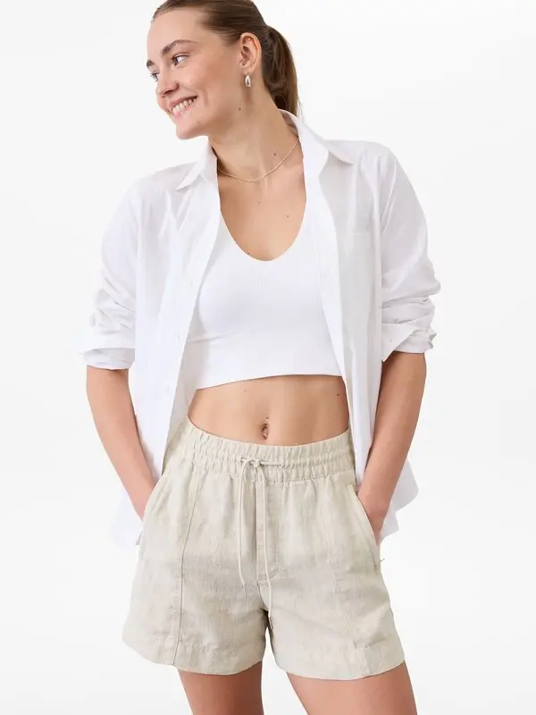 Athleta Retreat Linen Mid Rise 4" Short - Undyed