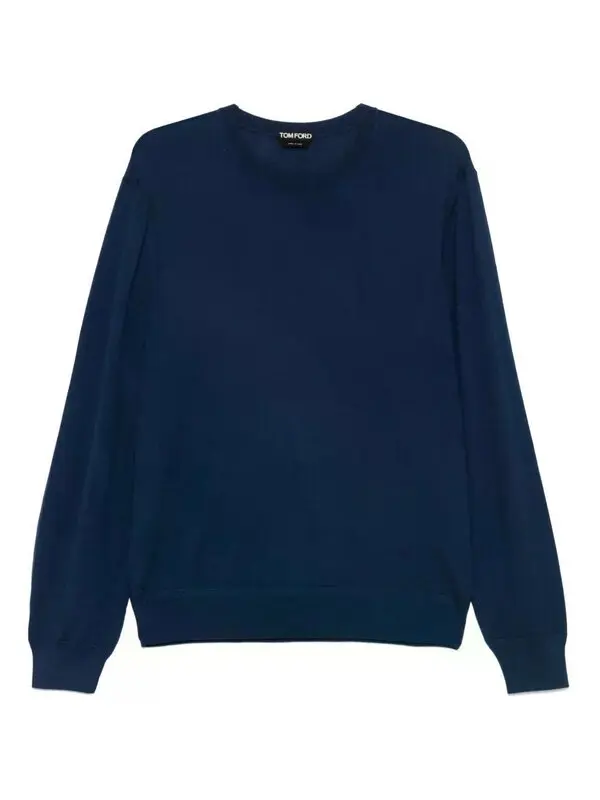 TOM FORD Wool Long Sleeve T-shirt - Blue