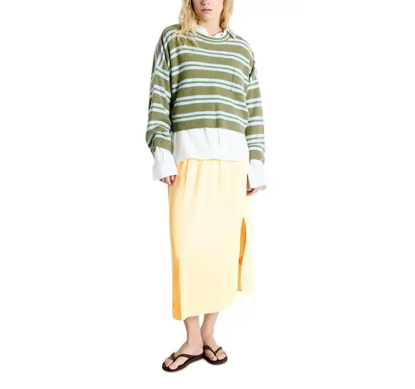 American Vintage Cropped Striped Wool Sweater - Rive Riyarus
