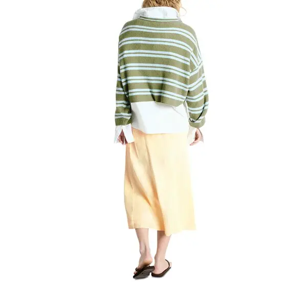 American Vintage Cropped Striped Wool Sweater - Rive Riyarus